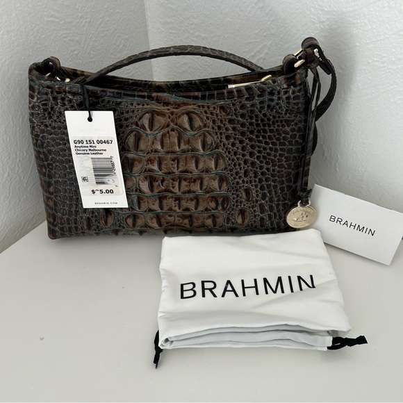 Brahmin | Bags | Nwt Brahmin Anytime Mini Chicory Brown Melbourne ...